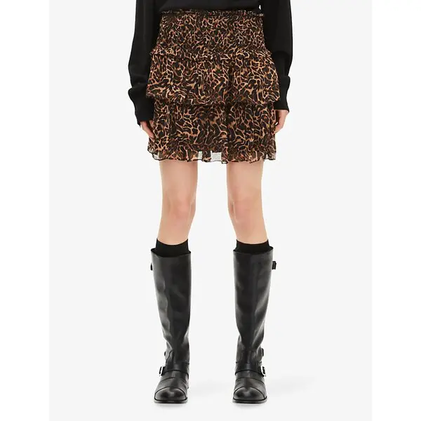 The Kooples Printed Ruffled Mini Skirt