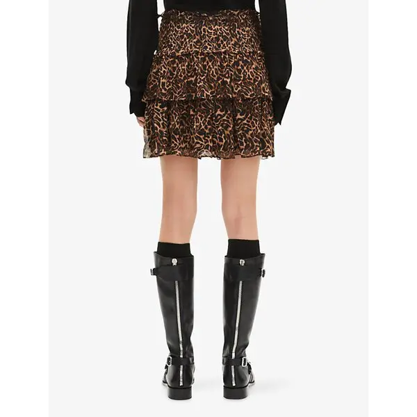 The Kooples Printed Ruffled Mini Skirt