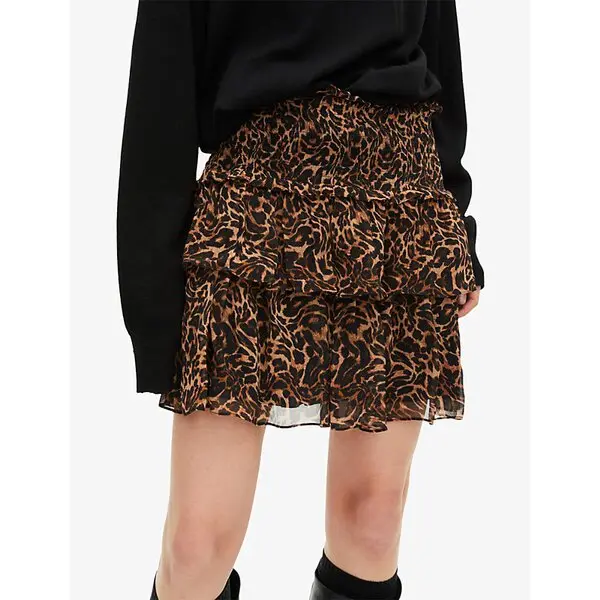 The Kooples Printed Ruffled Mini Skirt