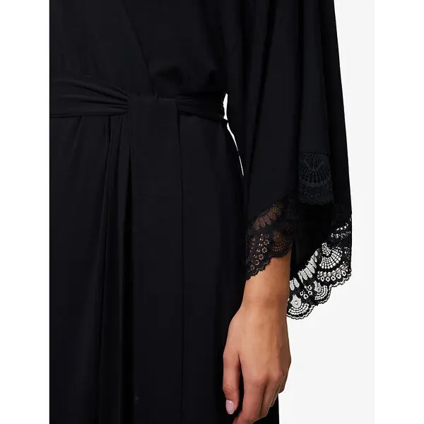 Eberjey Mariana Short Stretch-woven Robe - Black