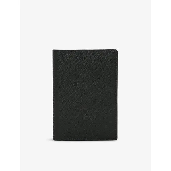 Smythson Grained Leather Passport Cover - Black
