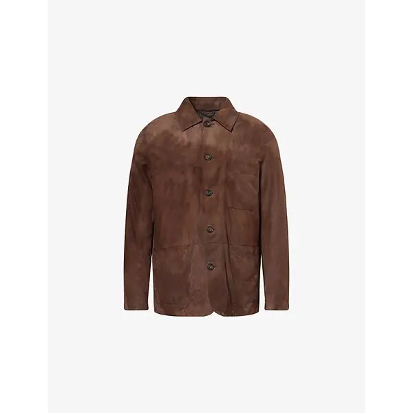 Corneliani Patch-pocket Long-sleeve Suede Jacket