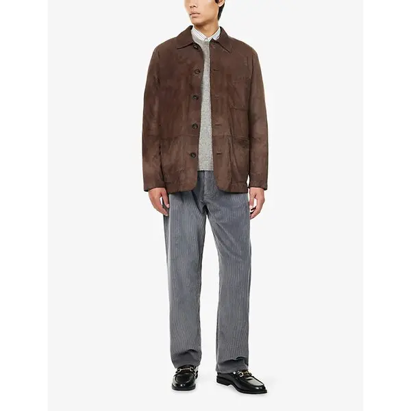 Corneliani Patch-pocket Long-sleeve Suede Jacket