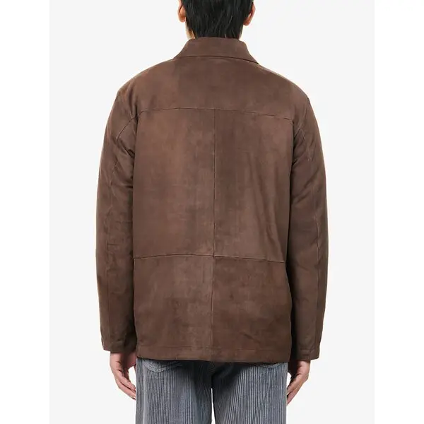 Corneliani Patch-pocket Long-sleeve Suede Jacket