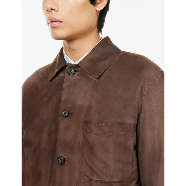 Corneliani Patch-pocket Long-sleeve Suede Jacket