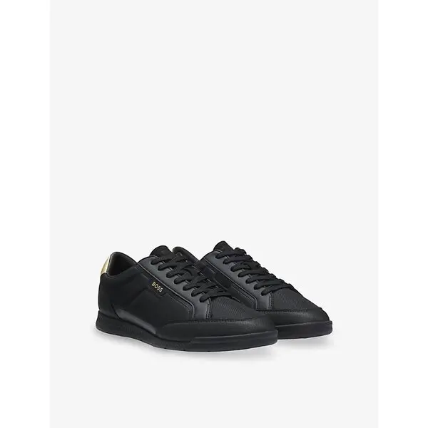 BOSS Metallic-detail Leather And Woven Low-top Trainers