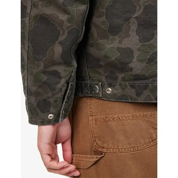Carhartt Work In Progress Duck Detroit Camo-print Denim Jacket - Camo Green / Porphyry