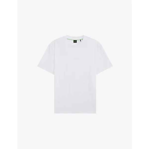 BOSS Jacquard-pattern Relaxed-fit Cotton-jersey T-shirt - White