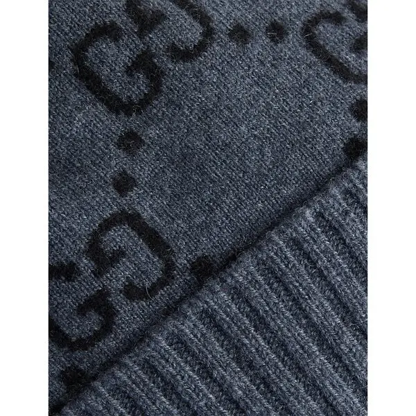 Gucci Gg Monogram Cashmere Knitted Hat