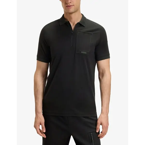 BOSS Emed-pocket Half-zip Stretch-cotton Polo Shirt Xxl