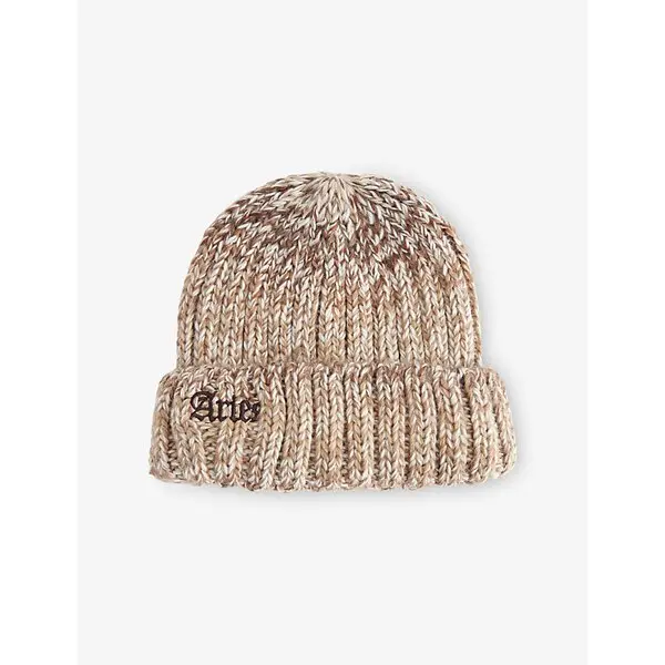 Aries Logo-embroidered Knitted Beanie - Brown