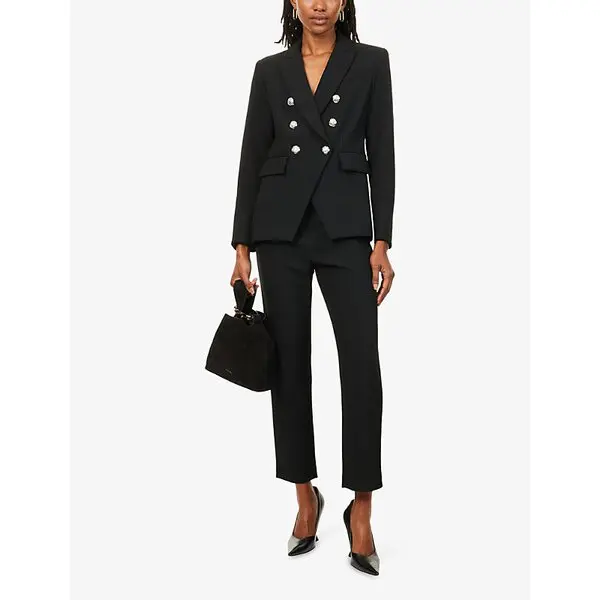 Veronica Beard Miller Dickey Double-breasted Woven Blazer