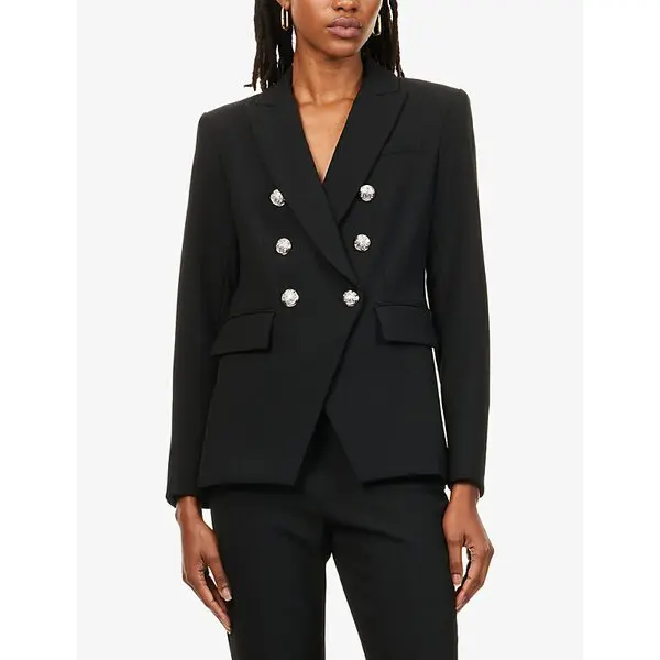 Veronica Beard Miller Dickey Double-breasted Woven Blazer