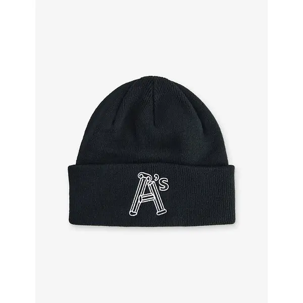 Aries Logo-embroidered Knitted Beanie - Black