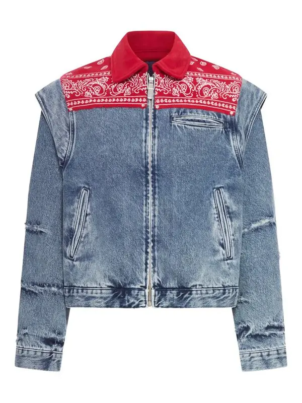 PDF Denim Jacket With Bandana Panel - Blue