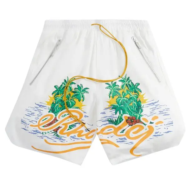 Rhude Printed Logo Shorts - White