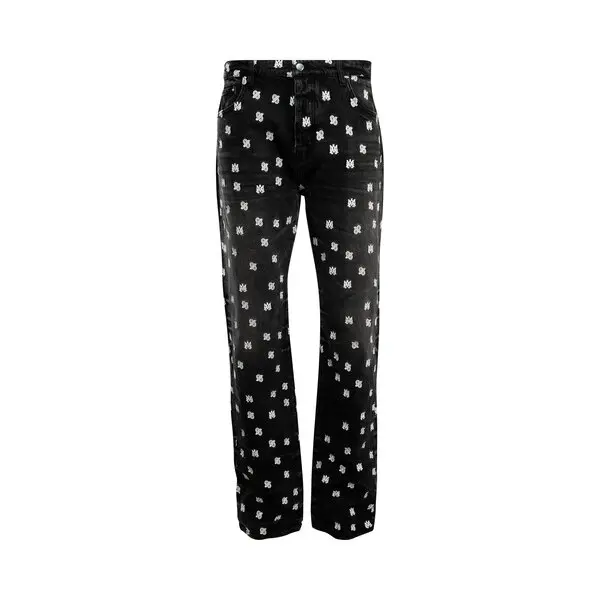 Amiri Ma Paisley Emblem Straight Jean - Black