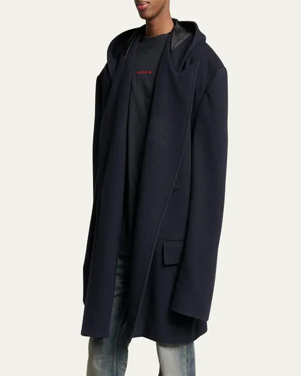 Balenciaga Wool Oversized Hooded Short Coat