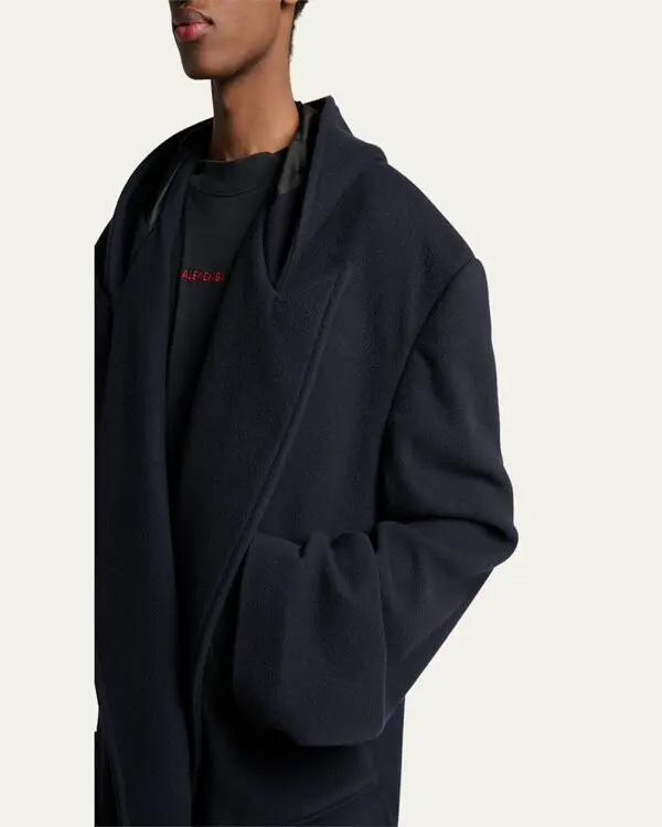 Balenciaga Wool Oversized Hooded Short Coat