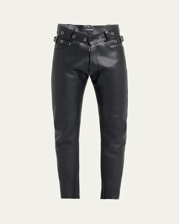 TOM FORD Grained Leather Biker Pants