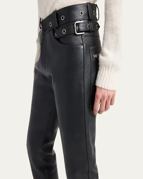 TOM FORD Grained Leather Biker Pants
