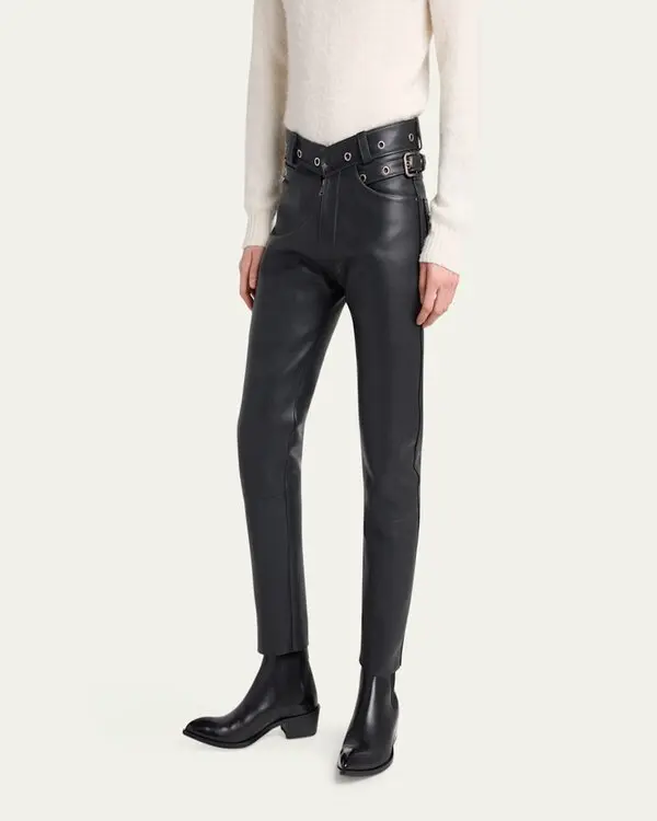 TOM FORD Grained Leather Biker Pants