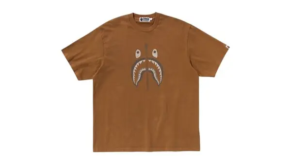 A BATHING APE Garment Dye Shark Relaxed Fit Tee Shirt - Brown