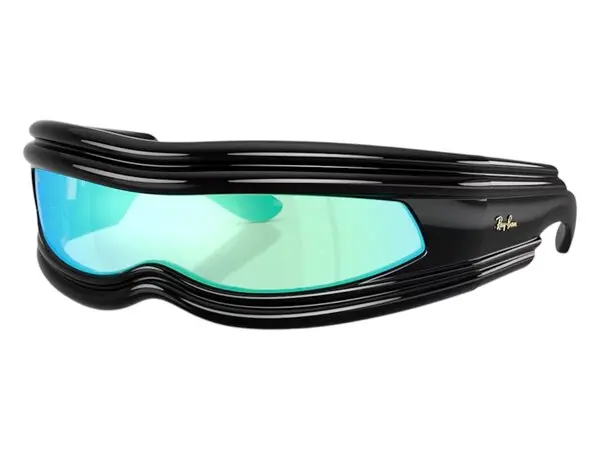 Ray-ban X A$ap Ultra Wrap Sunglasses - Polished Black Light Grey Mirror Blue (rb4943 601/y7 0/135)