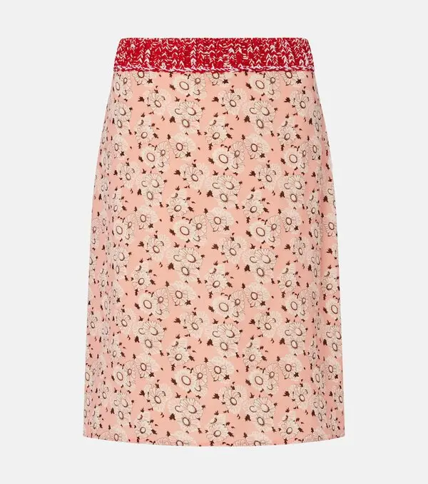 Prada Floral Silk-blend Pencil Skirt