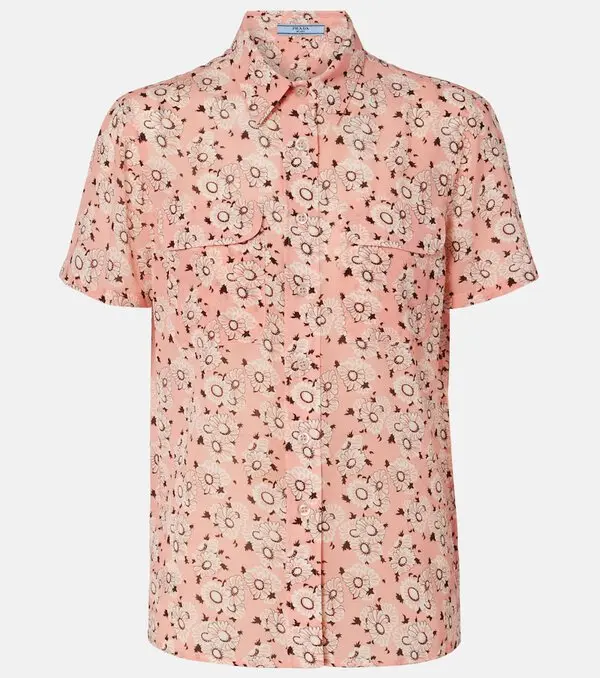 Prada Floral Silk-blend Shirt - Pink
