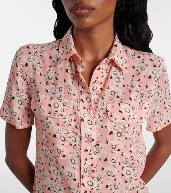Prada Floral Silk-blend Shirt - Pink