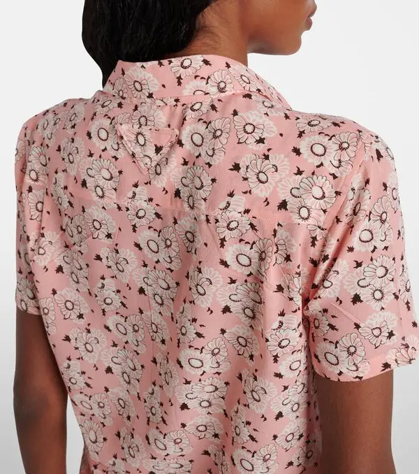Prada Floral Silk-blend Shirt - Pink