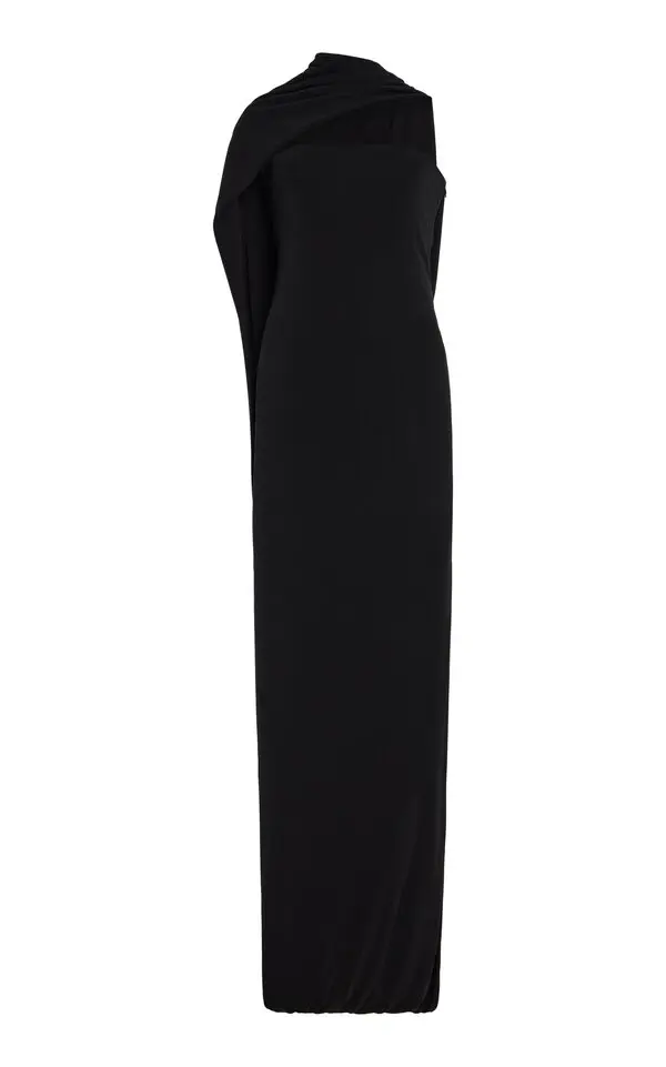 Cult Gaia Corsica Draped Cape Jersey Maxi Dress - Black