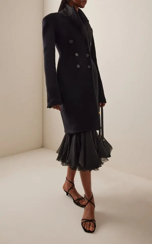 Marina Moscone Wool Basque Tailored Overcoat