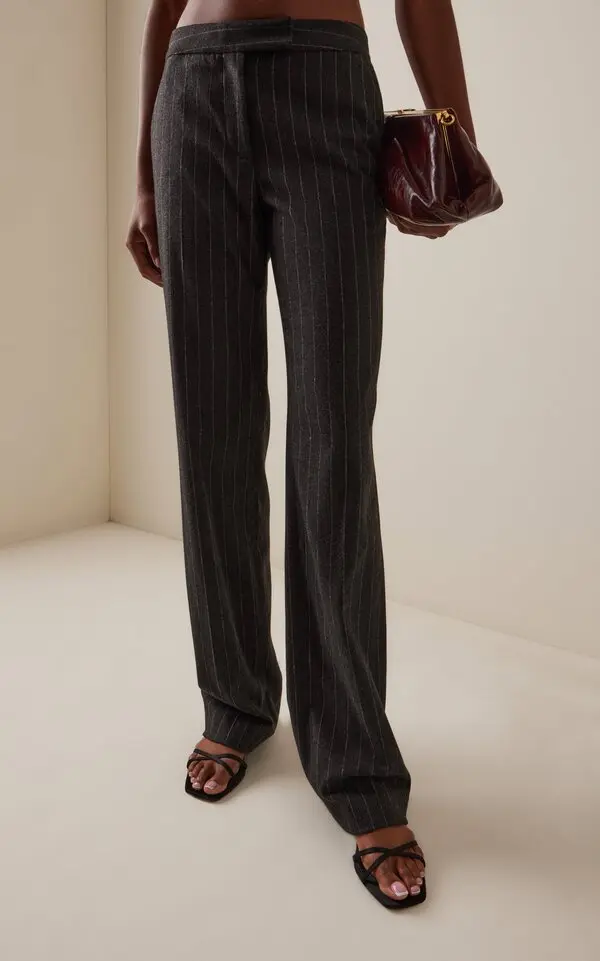 Marina Moscone Wool Pinstriped Trousers