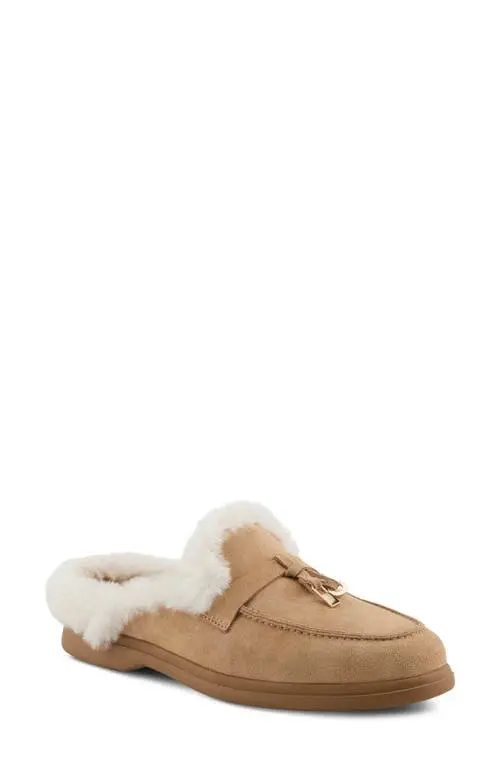 SPRING STEP SHOES Gistel Faux Fur Trim Mule - Beige Suede