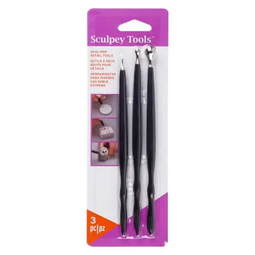 SCULPEY Dual End Detail Tools 3pc Set Sculpting Tools - Black