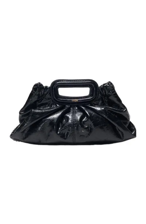 Maje Crackled Leather Milpli Mini Clutch - Black