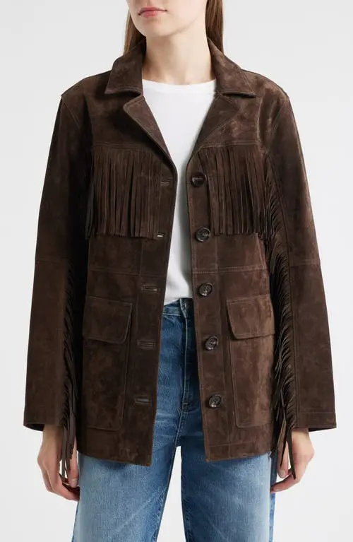 Sam Edelman Fringe Lambskin Suede Jacket
