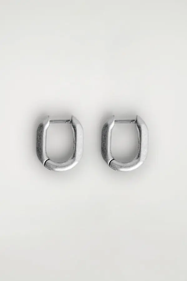 Cos Faceted Huggie Hoop Earrings - Silver-coloured