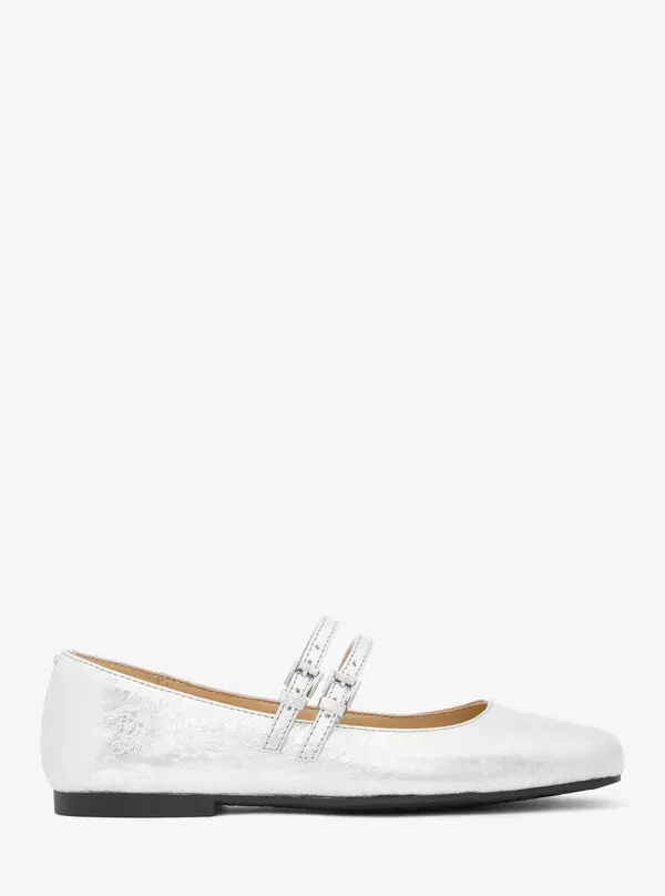 Michael Kors Matilda Crackled Metallic Leather Mary Janes