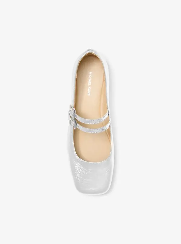 Michael Kors Matilda Crackled Metallic Leather Mary Janes