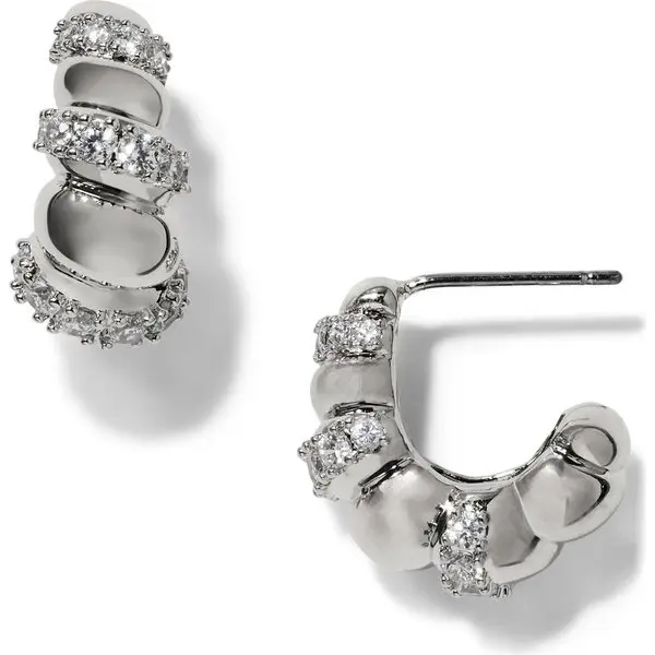 Nadri Pisa Puffy Pavé Drop Earrings - Rhodium