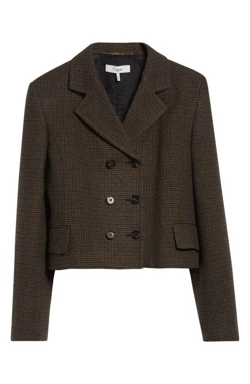 Chloé Double-breasted Houndstooth Wool Cropped Jacket