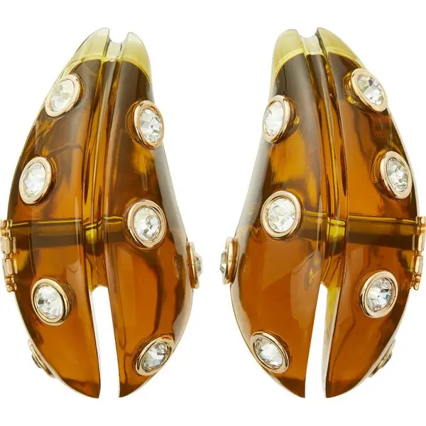 Tory Burch Pierced Earrings - Brown/crystal