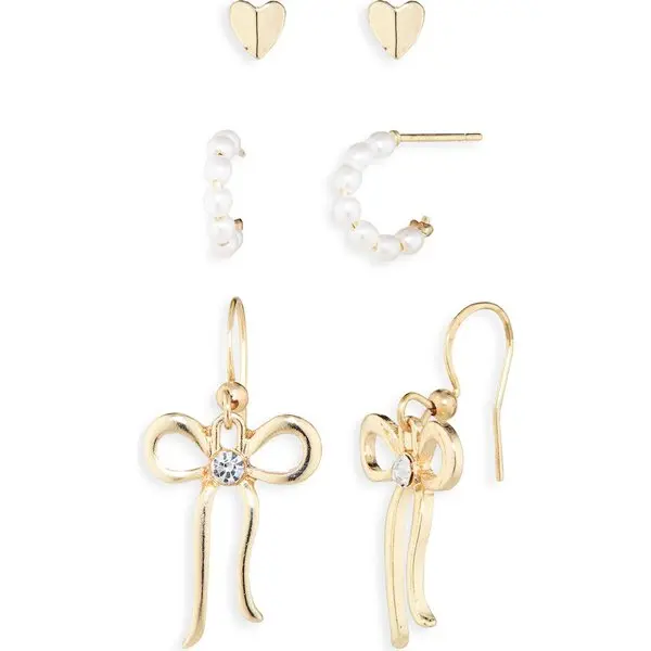 Bp. Set Of Earrings - Ivory- Gold