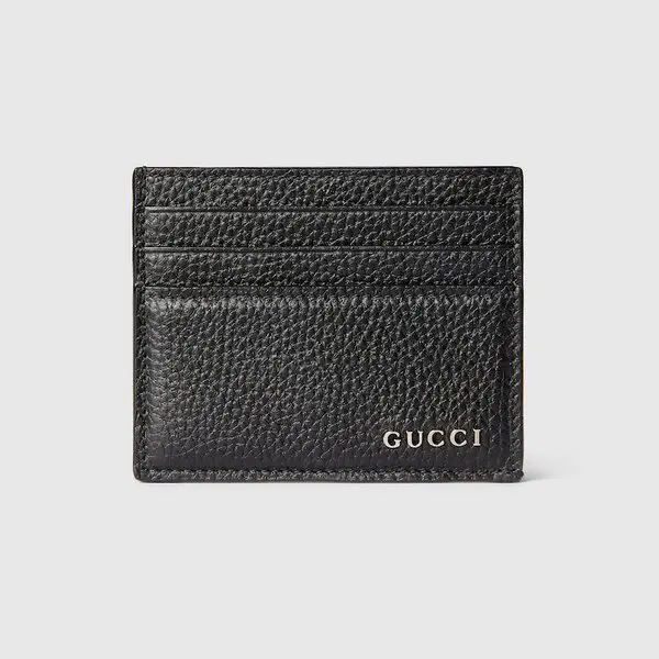 Gucci Card Case With Logo Leather - Black