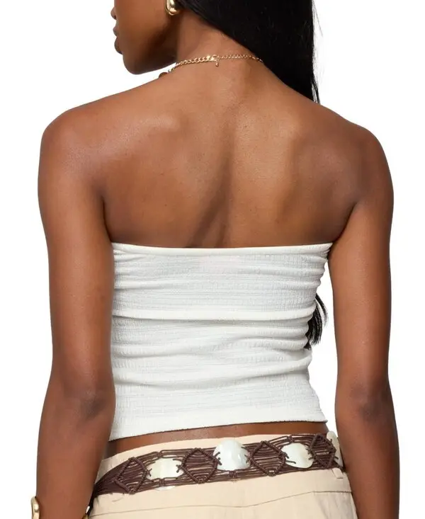 EDIKTED Layered Textured Knit Strapless Top