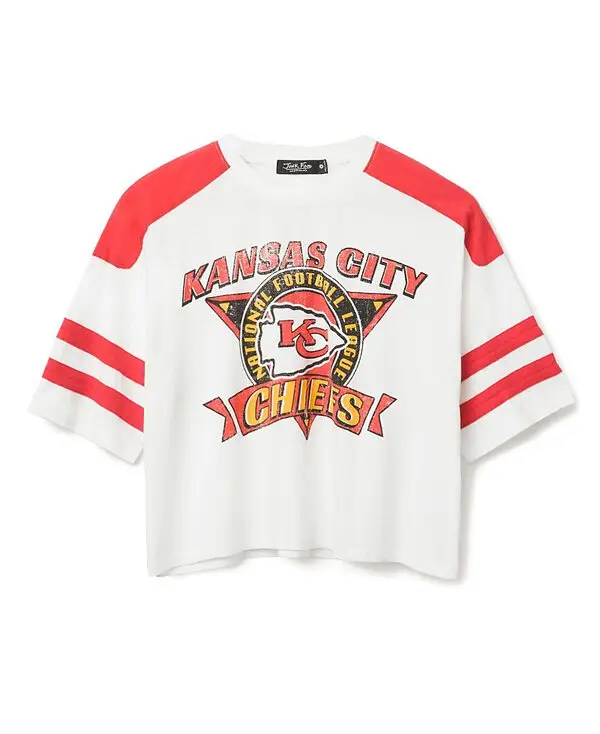 Junk Food Clothing Nfl Kansas City Chiefs Striped Crop Tee - Vintage White/licorice