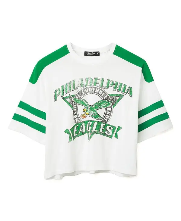 Junk Food Clothing Nfl Philadelphia Eagles Striped Crop Tee - Vintage White/kelly